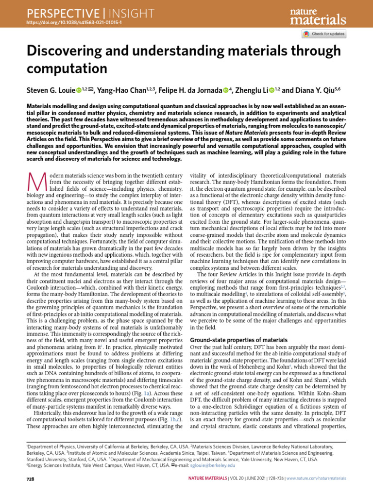 Advances in Computational Materials Science | PDF | Density Functional Theory | Molecular Dynamics