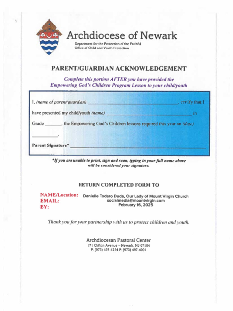 Parent Acknowledgment | PDF