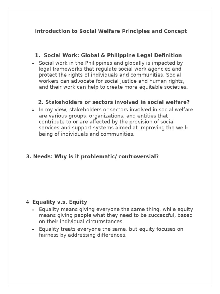 Introduction To Social Welfare Principles and Concept | PDF