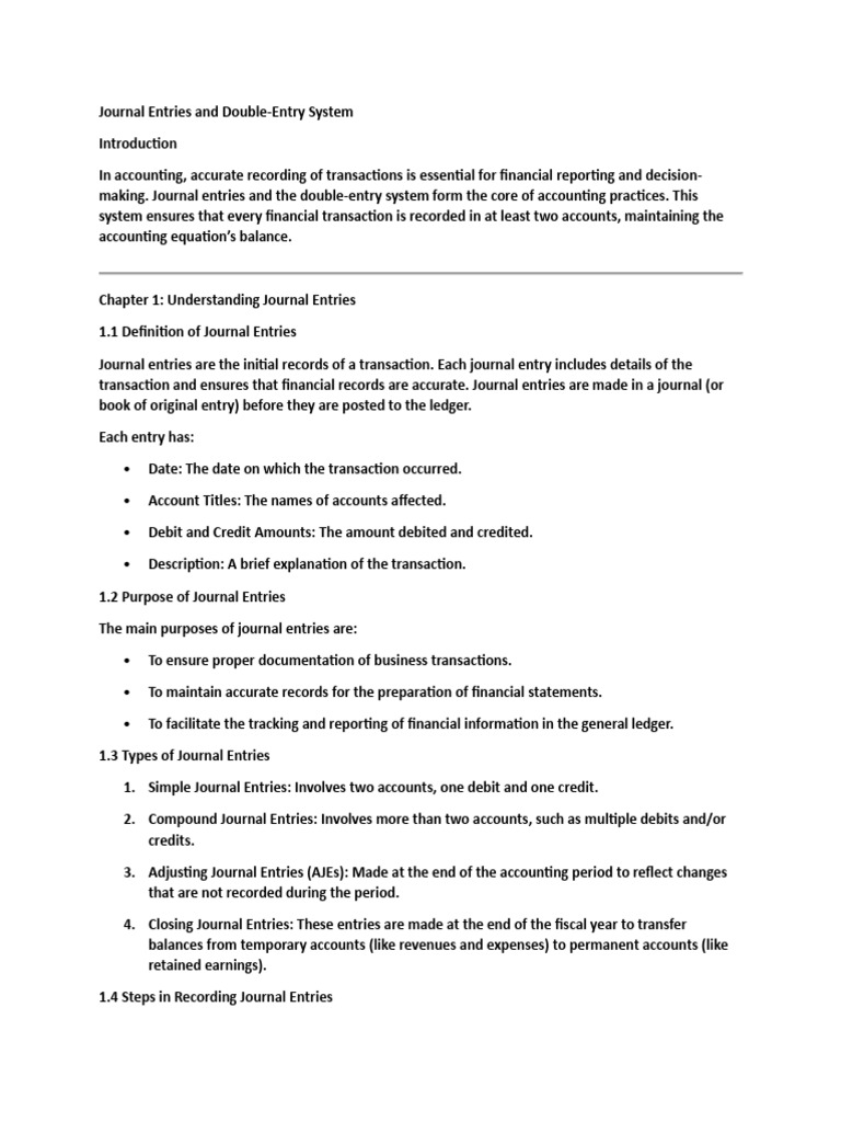 Journal Entries & Double-Entry Accounting | PDF | Debits And Credits ...