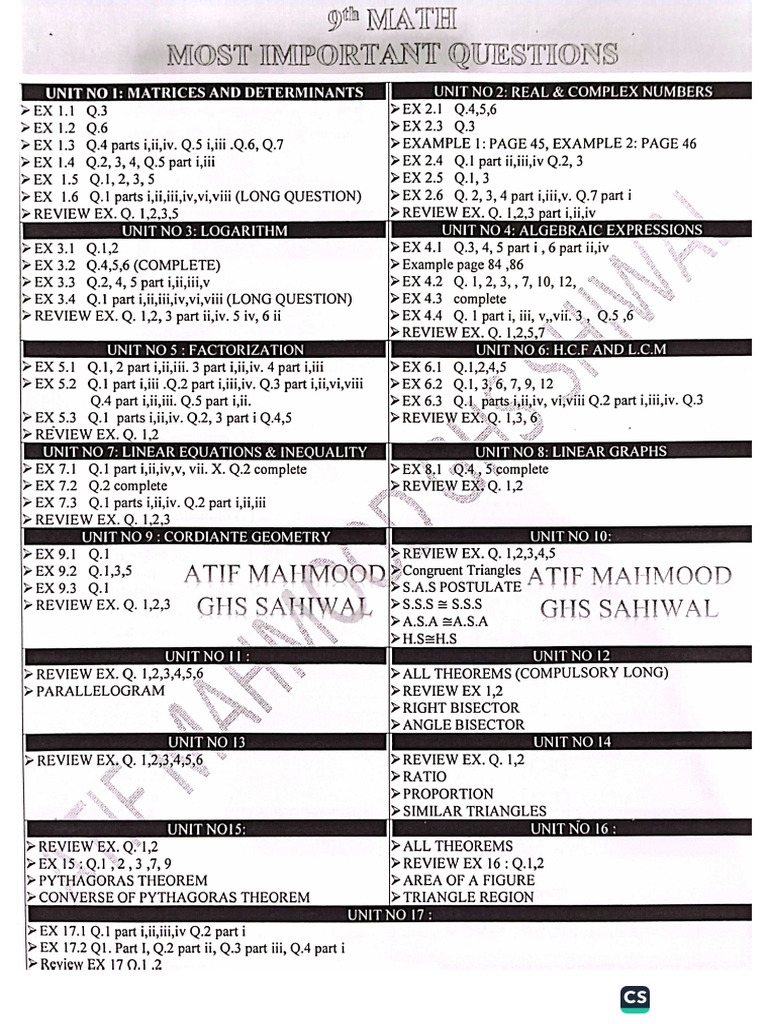 9th Class Key To Success (Math, Bio, Phy, TQ) | PDF