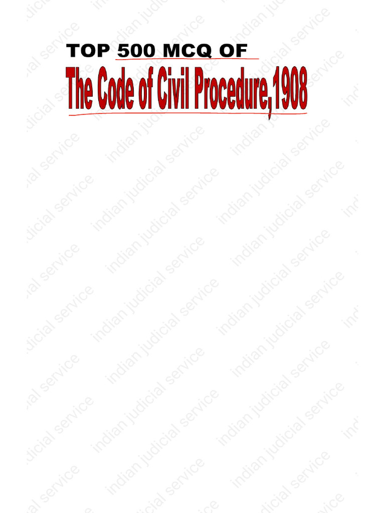 Code of Civil Procedure, 1908 | PDF