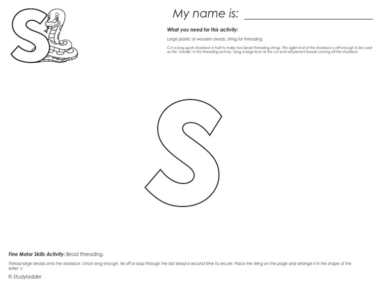 Studyladder+-+Fine+Motor+Skills+Activity_+letter+s | PDF