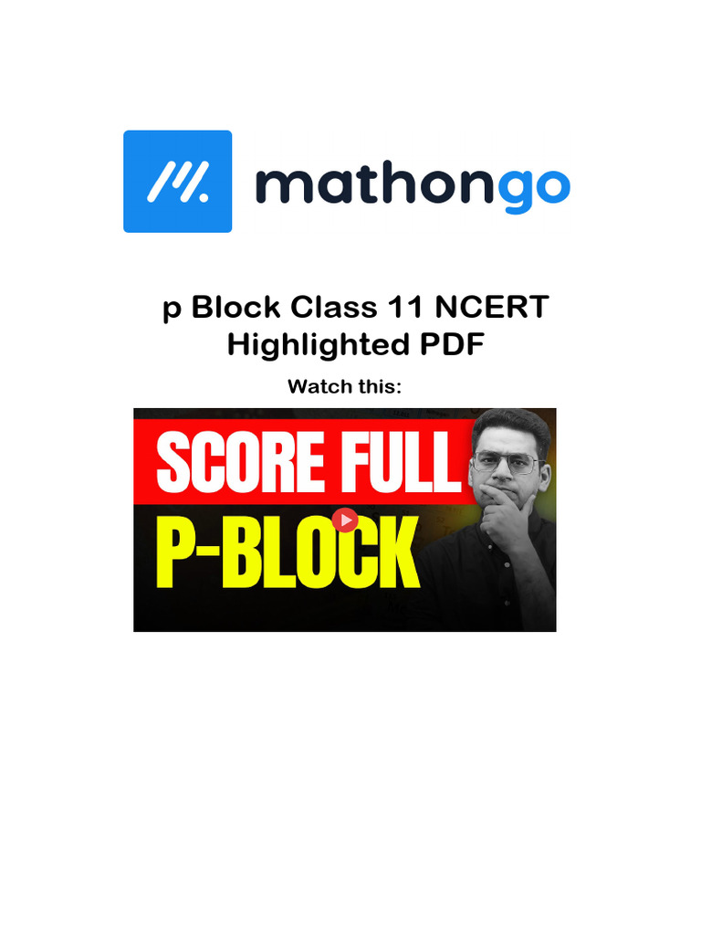 Class 11 NCERT p Block PDF Guide | PDF