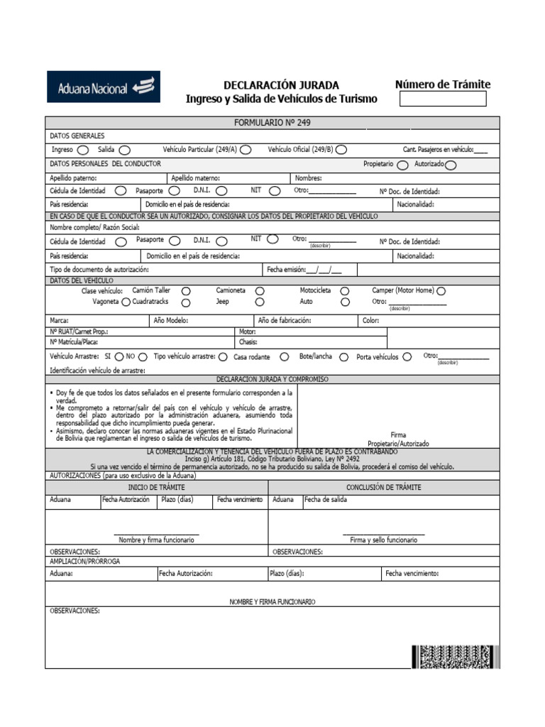 Form 249 | PDF | Documento de identidad | Vehículos