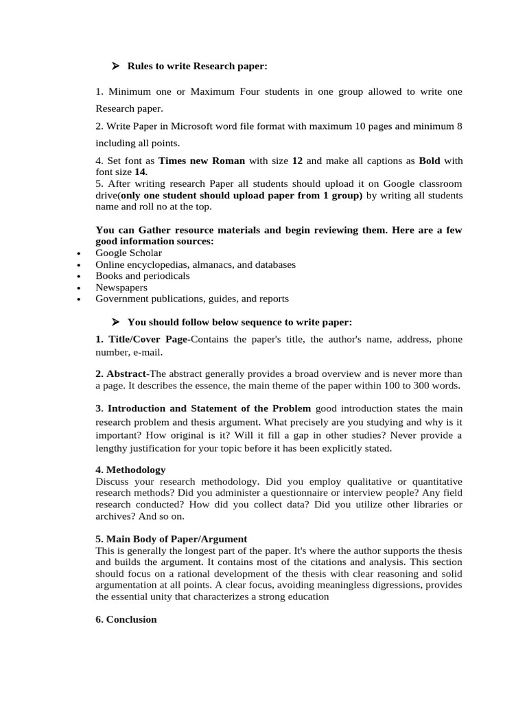 Research Paper Writing Guidelines | PDF | Methodology | Academic Publishing