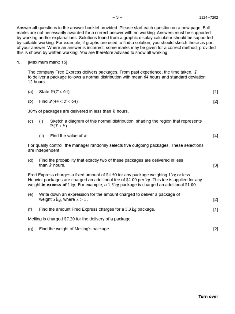 Mathematics Applications and Interpretation Paper 2 TZ1 HL-6 | PDF ...