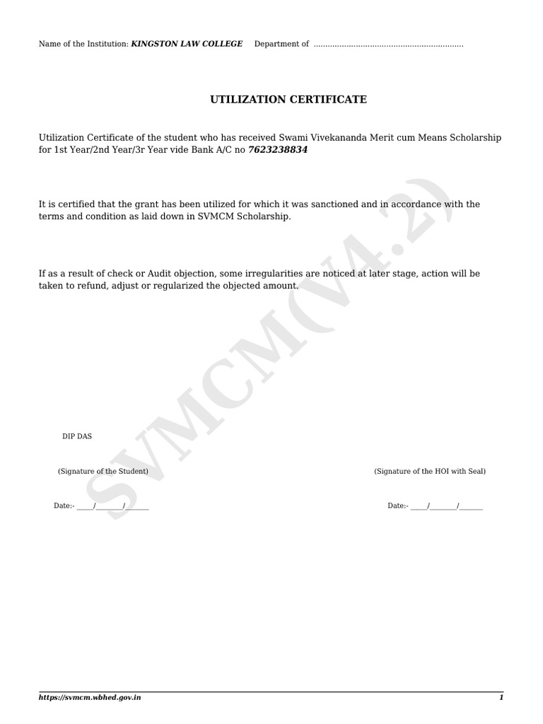 Utilization Certificate | PDF