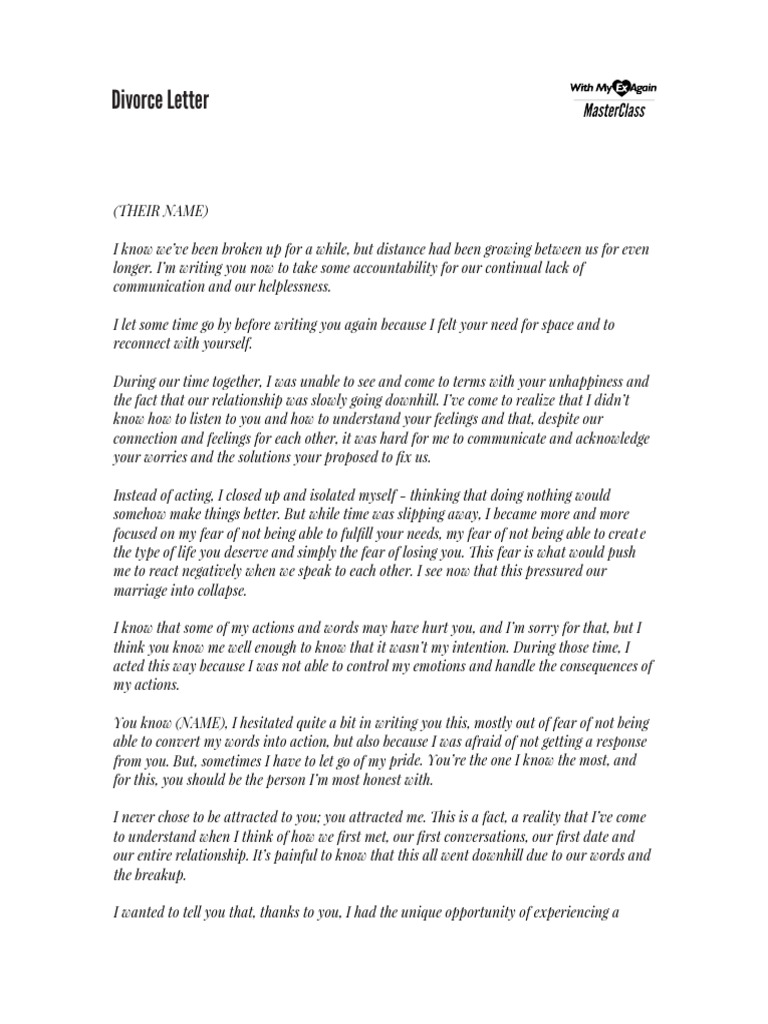 Divorce Letter | PDF | Fear | Psychology