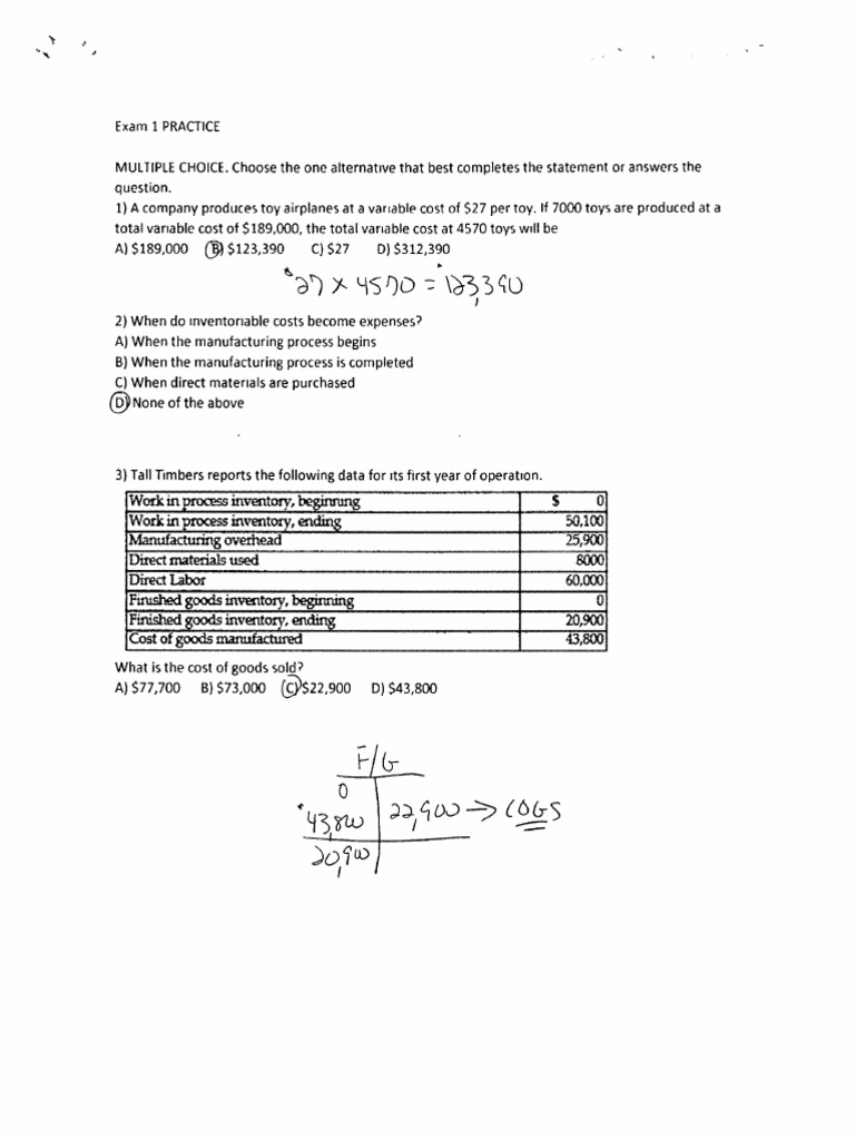 Exam 1 Practice Solution | PDF
