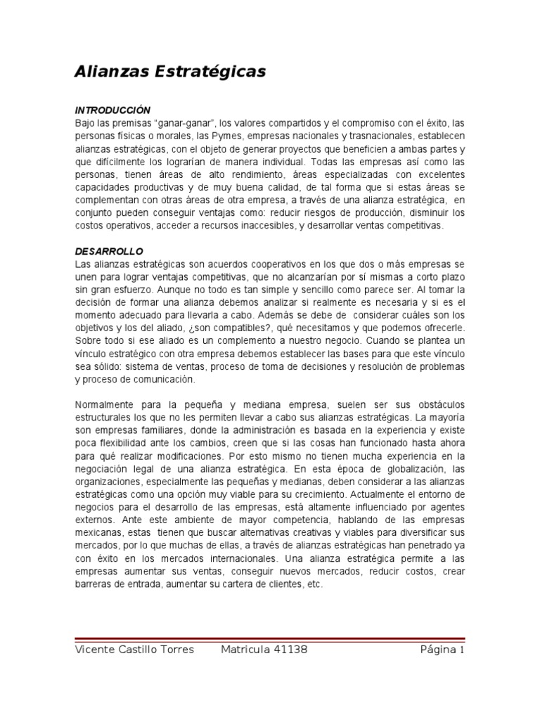 Ensayo Alianzas Estratégicas | PDF | Mercado (economía) | Distribución ...