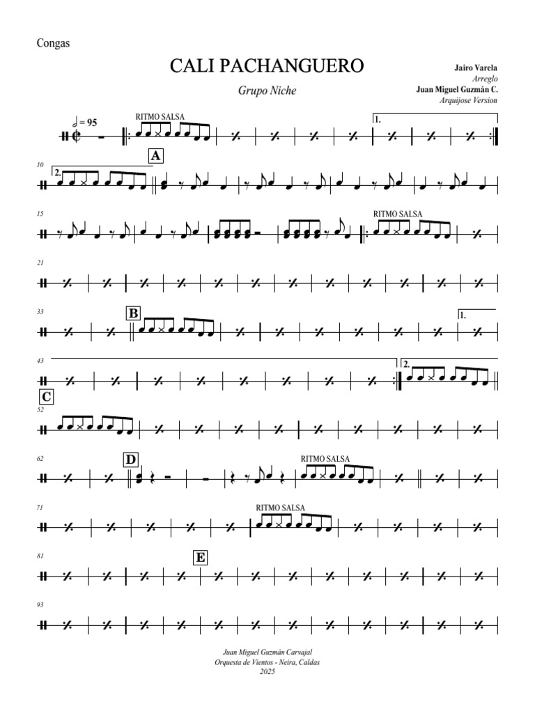 CALI PACHANGUERO-1-Congas | PDF | Spanish Language Music