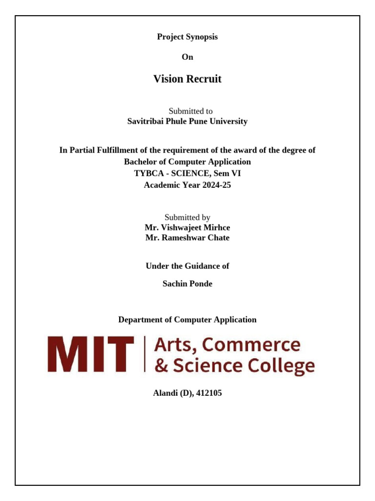 Project Sysnopsis Vision Recruit | PDF | Recruitment | Usability