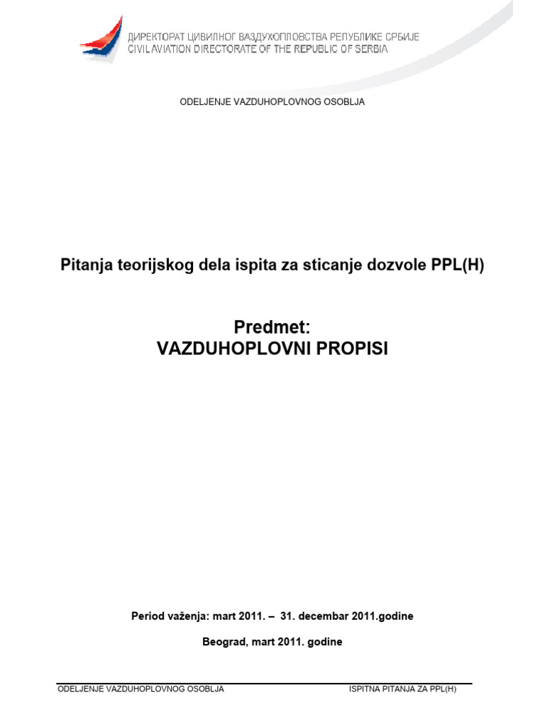 Vazduhoplovni Propisi | PDF
