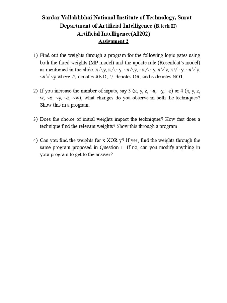 Logic Gate Weights in AI Models | PDF