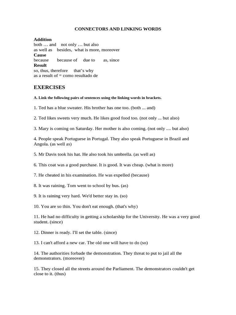 Connectors and Linking Words Guide | PDF