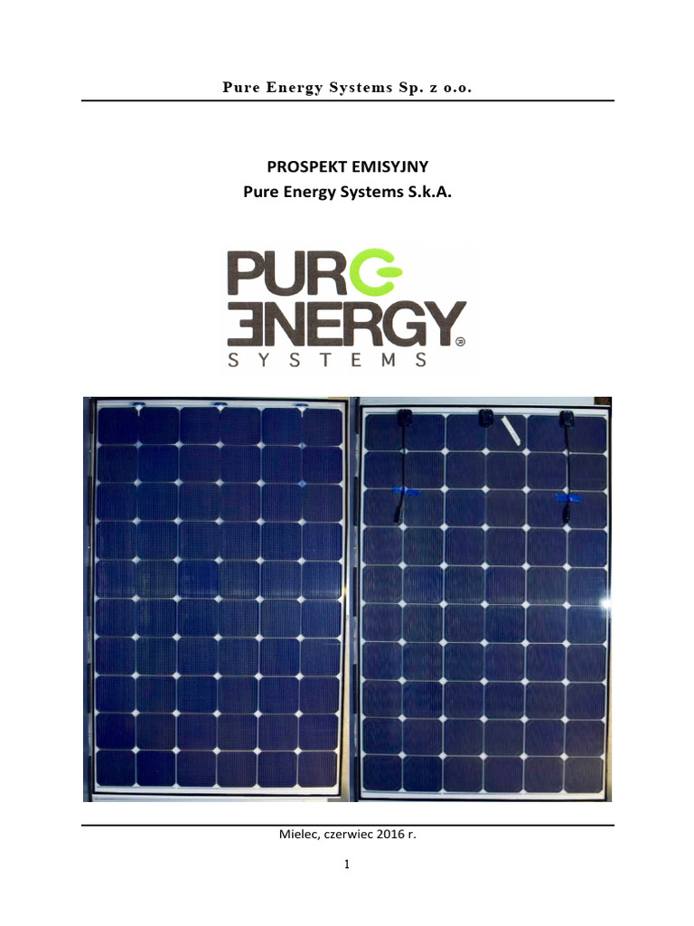 Pure Energy Systems - Prospekt Emisyjny | PDF