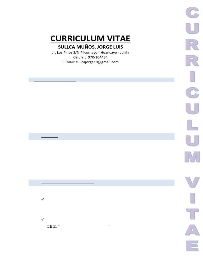 Currículum Vitae de Jorge Luis Sullca | PDF