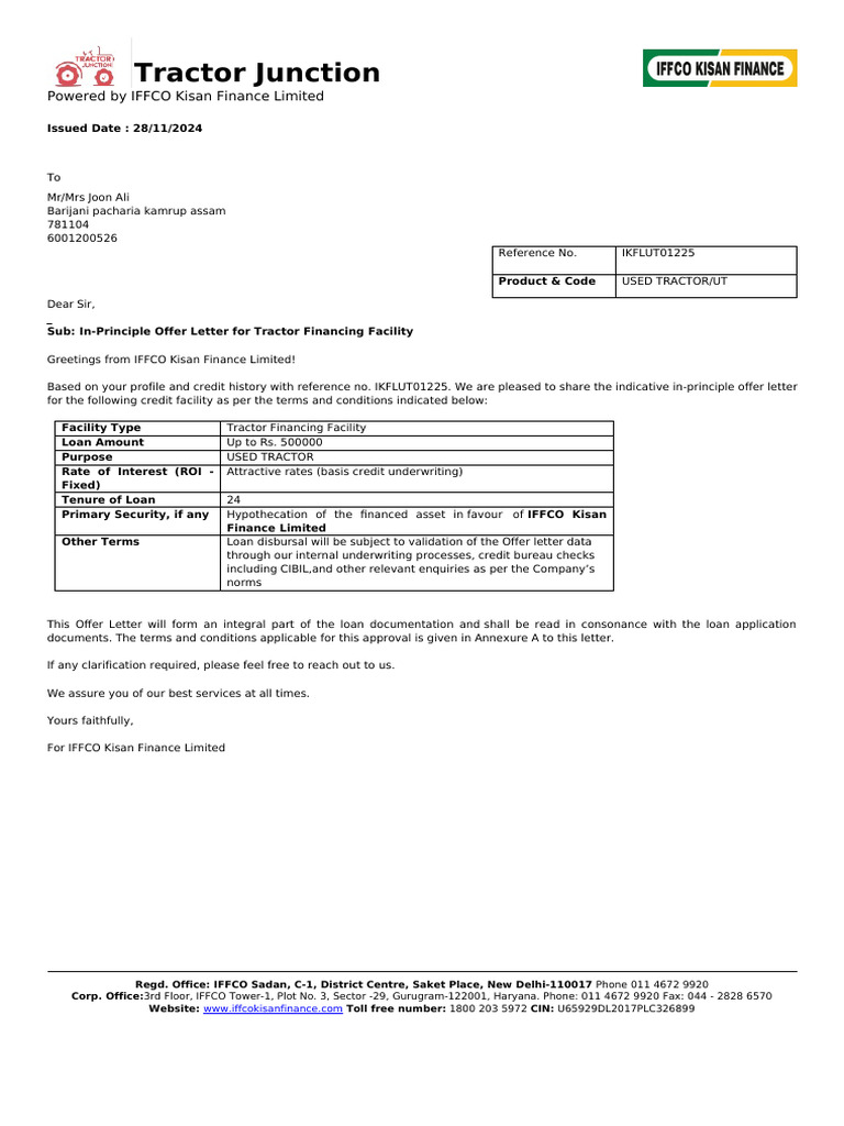 OfferLetter 20241128 114432 | PDF | Identity Document | Credit