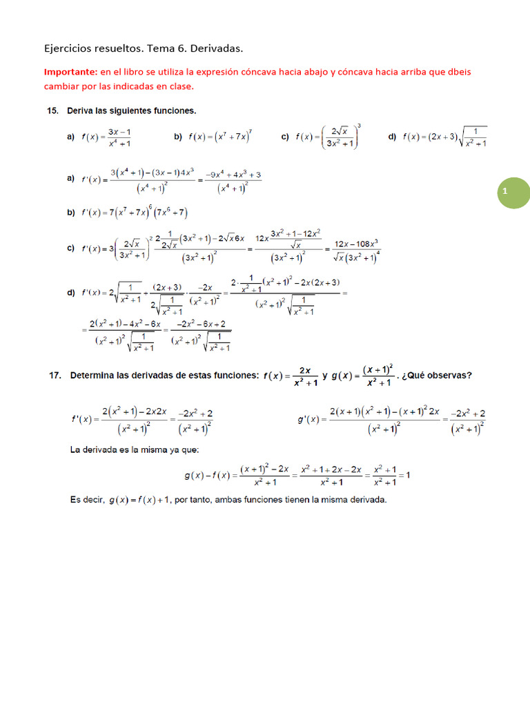 Ejer Tema6 Derivadas Resueltos | PDF
