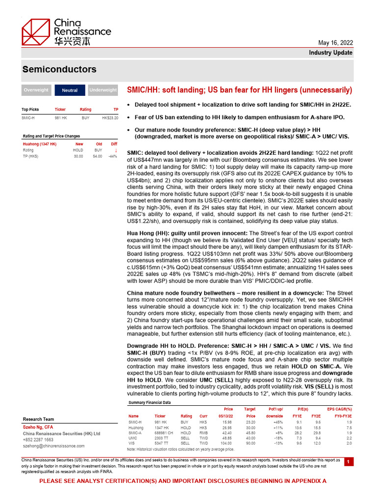 SMIC and HH - Soft Landing and US Ban Fear For HH Lingers (Unnecessarily) | PDF | Semiconductor ...