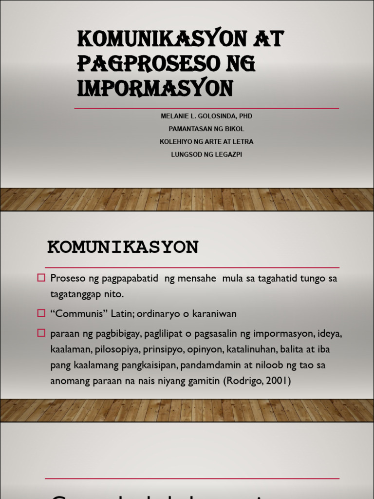 KOMFIL-4A-KOMUNIKASYON-AT-PAGPROSESO-NG-KOMUNIKASYON | PDF