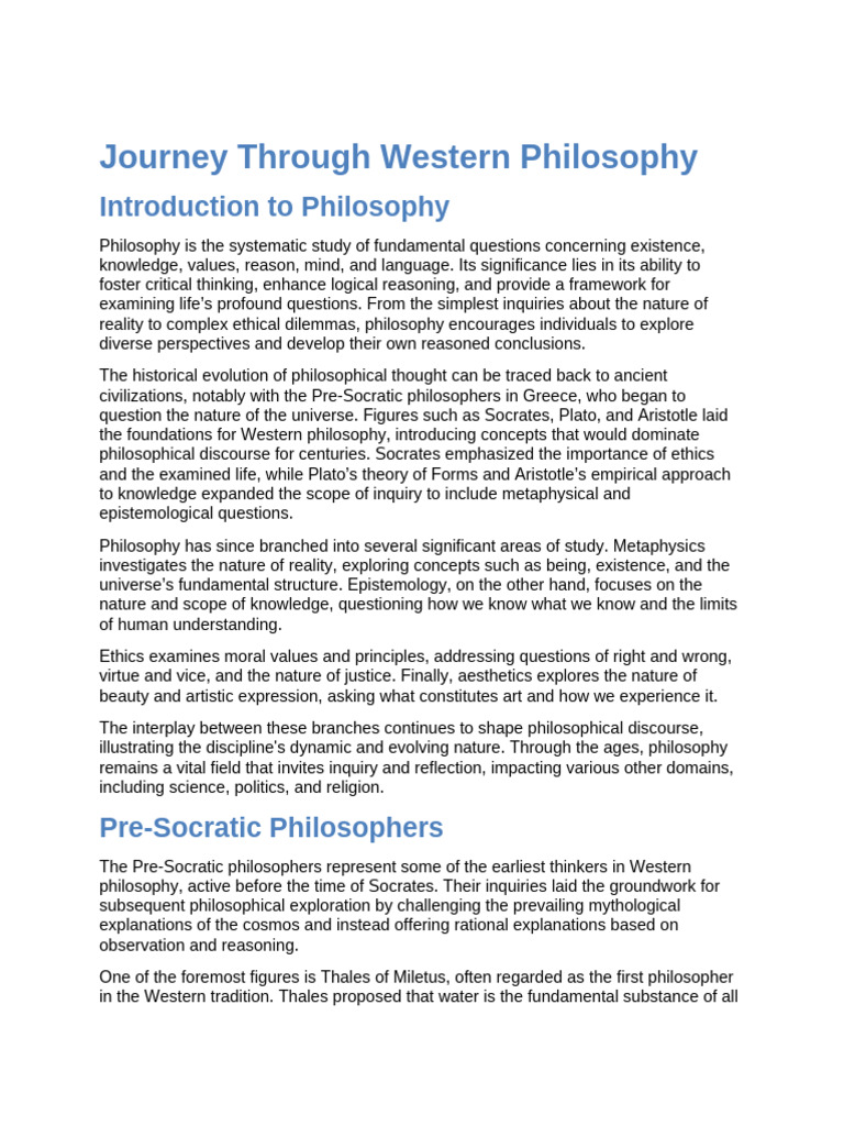 Journey Through Western Philosophy | PDF | Rationalism | Existentialism