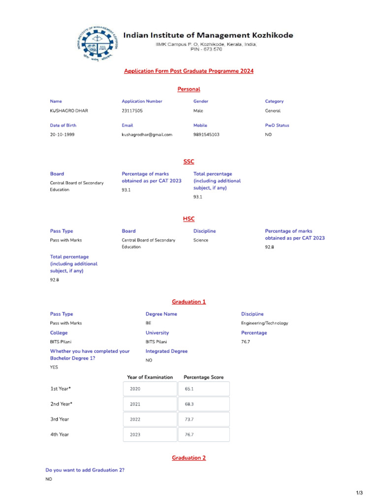 Iim K Application | PDF