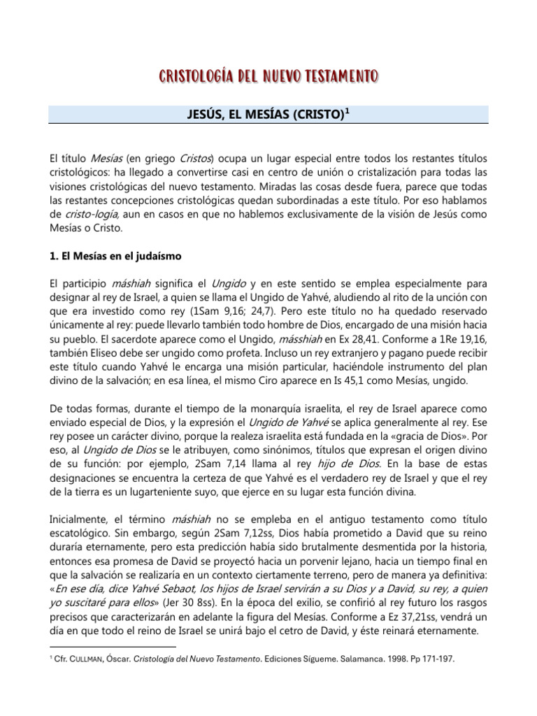 Jesús como Mesías en el NT | PDF | Jesús | Mesías