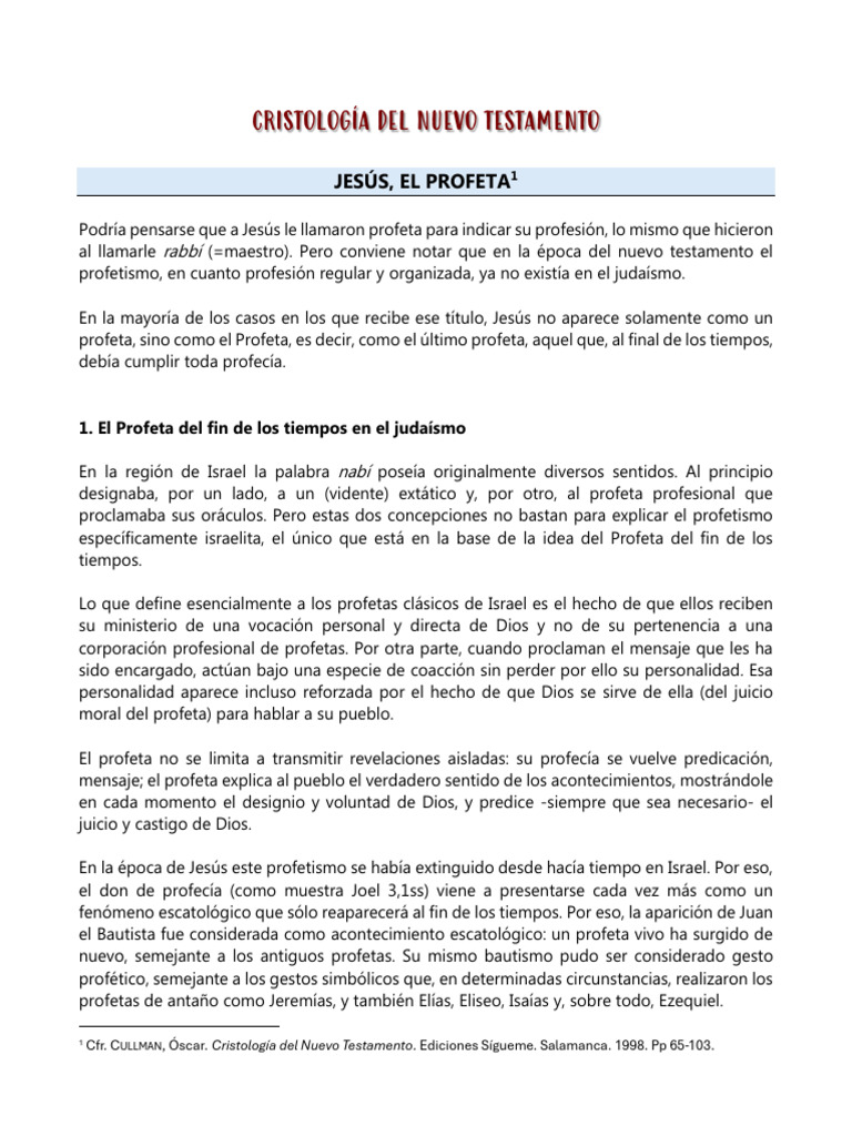 Jesús como el Profeta Escatológico | PDF | Jesús | Profeta