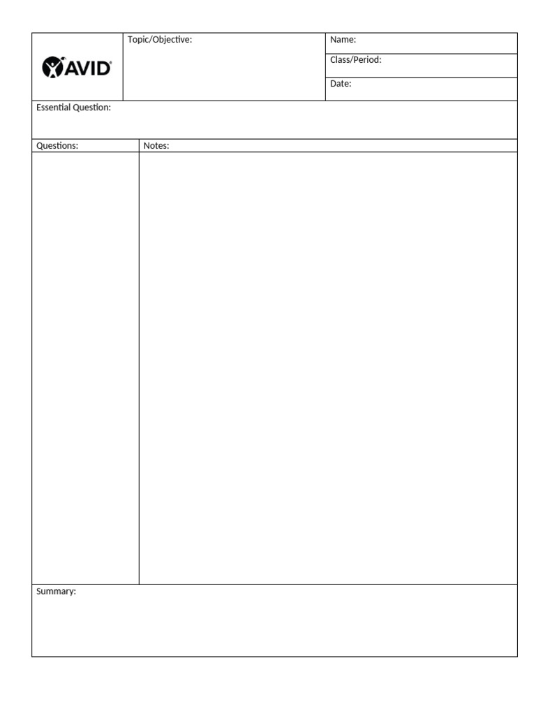 Cornell Notes Template-Editable-1 | PDF