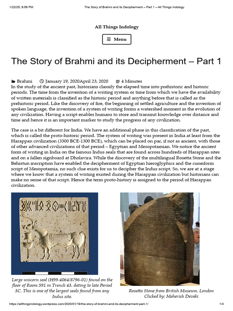 Brahmi Script: Origins and Decipherment | PDF | Collation | Writing