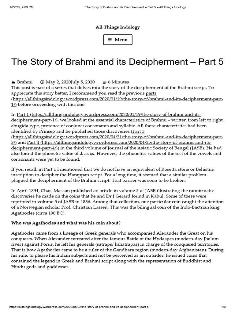 The Story of Brahmi and Its Decipherment - Part 5 - All Things Indology ...