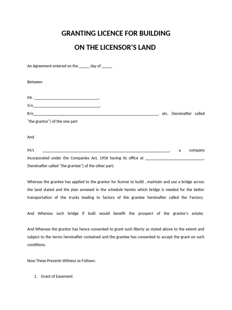 Granting Licence for Building on the Licensor_s Land | PDF | License ...