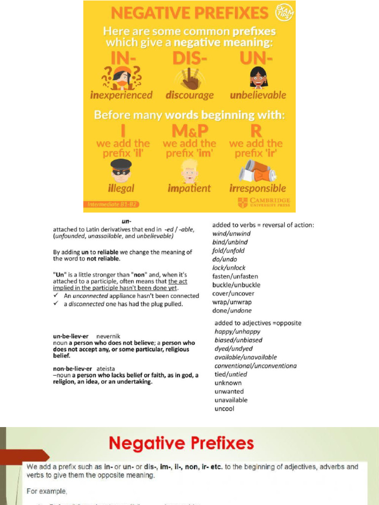 Negative Prefixes | PDF