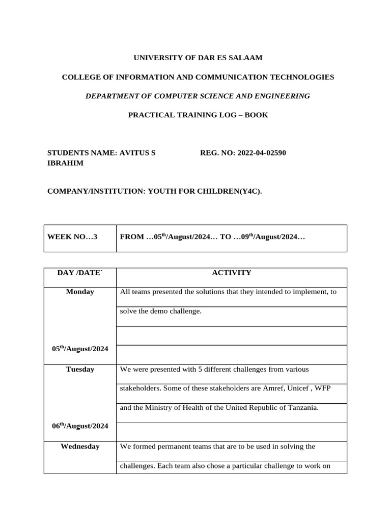 Week 3 Logbook | PDF