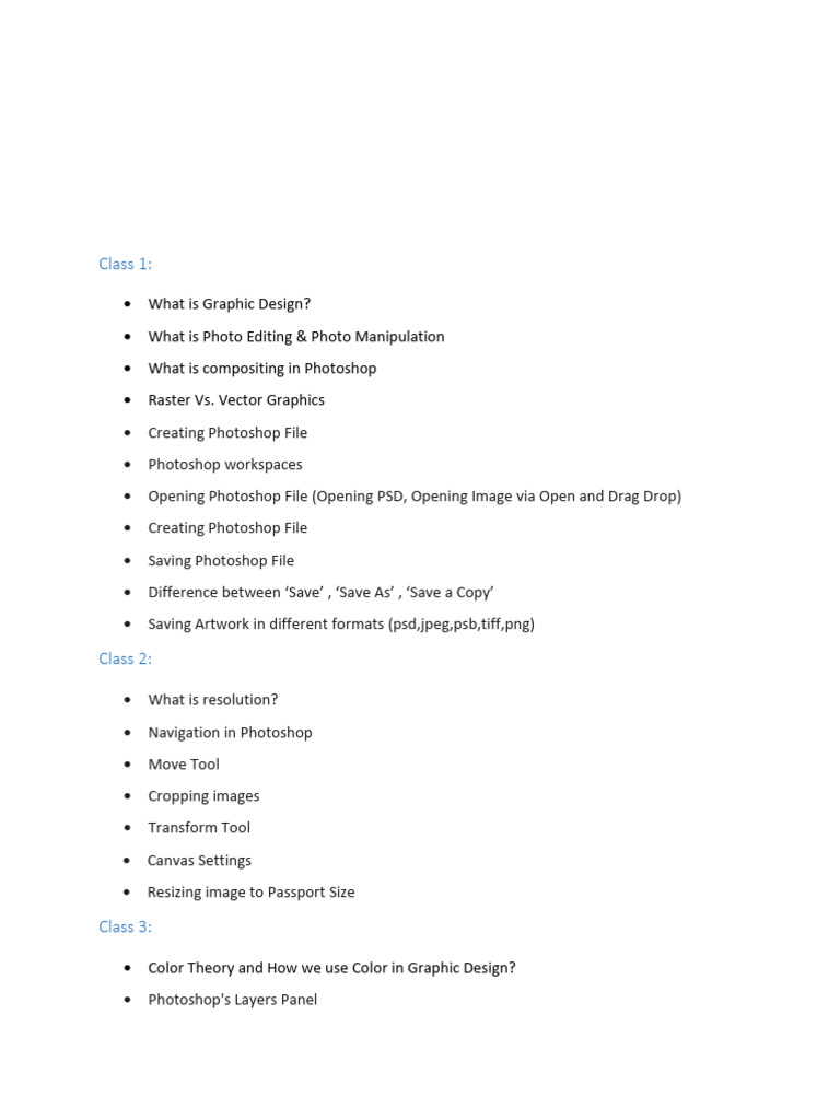 Photoshop Course - 6 Weeks | PDF | Adobe Photoshop | Graphics