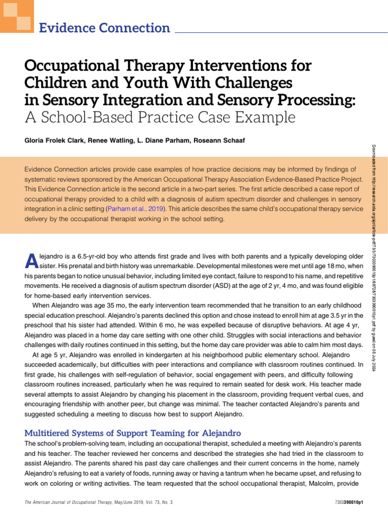 School-Based OT Interventions for ASD | PDF | Occupational Therapy ...