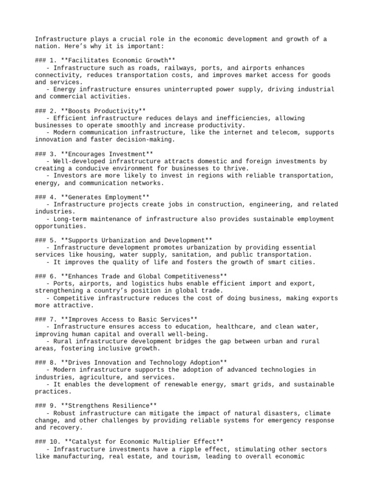 IMPORTANCE of Infrastructure in Economy | PDF | Infrastructure ...