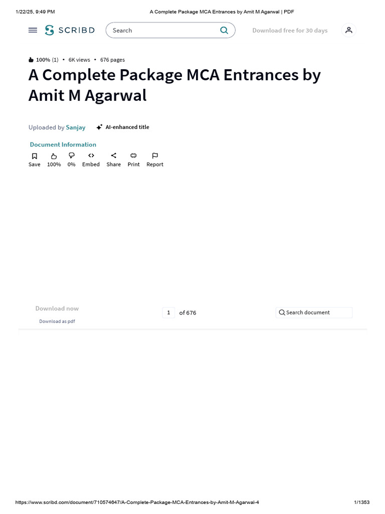 MCA Entrance Exam Guide | PDF | Software Engineering | Electronic ...