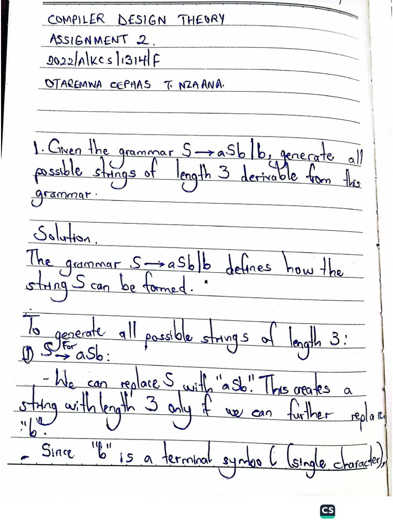 ASSIGNMENT 2 COMPILER DESIGN THEORY | PDF