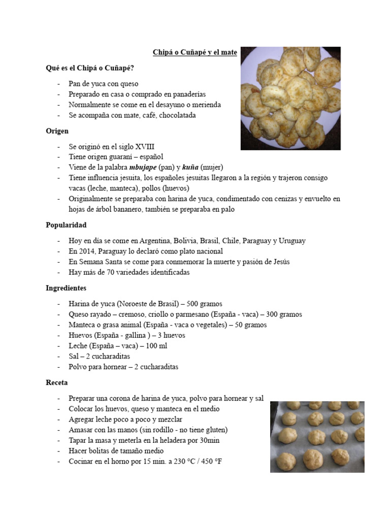 Handout Chipa - Ancieta y Kalinowski | PDF | Alimentos | Cocinando