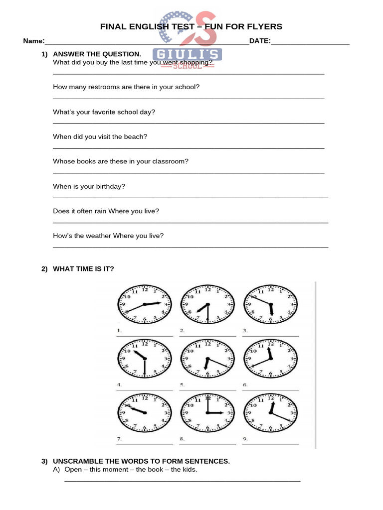 Final English Test Fun For Flyers | PDF | Languages | Foreign Language ...