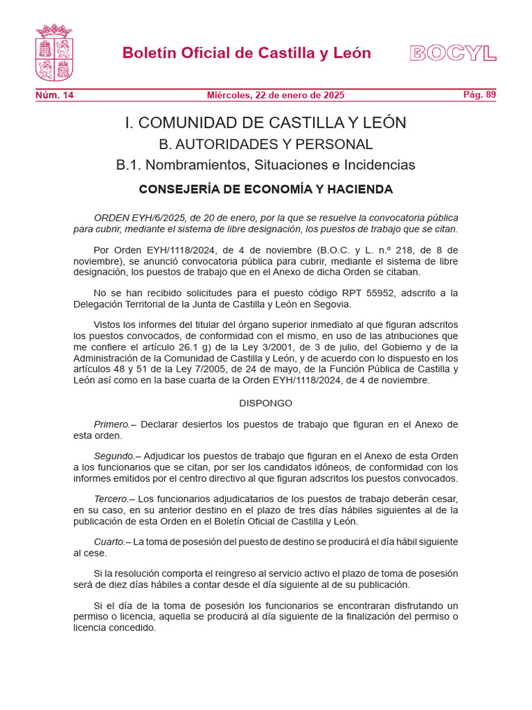 BOCYL-D-22012025-3 | PDF | Ley Pública | Separación de poderes