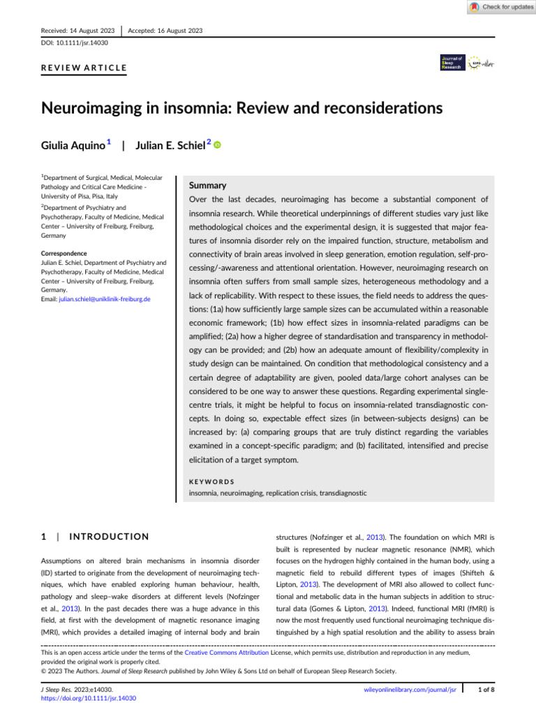 2023 - Aquino - Neuroimaging in Insomnia Review and Reconsiderations ...