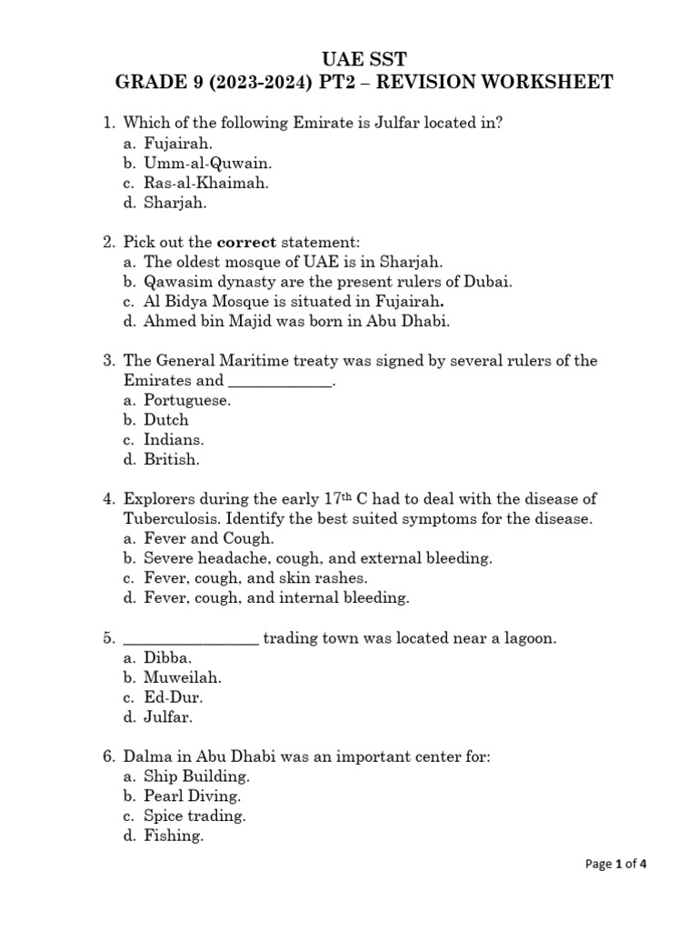 GR 9-PT2 UAE SST-REVISION UpDATED | PDF | United Arab Emirates | Dubai