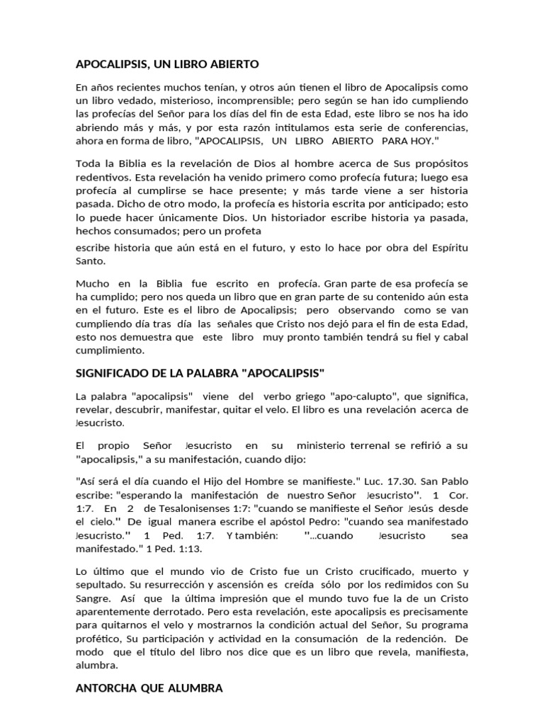 Apocalipsis de Luis M Ortiz | PDF | Cristo (título) | Libro de revelación