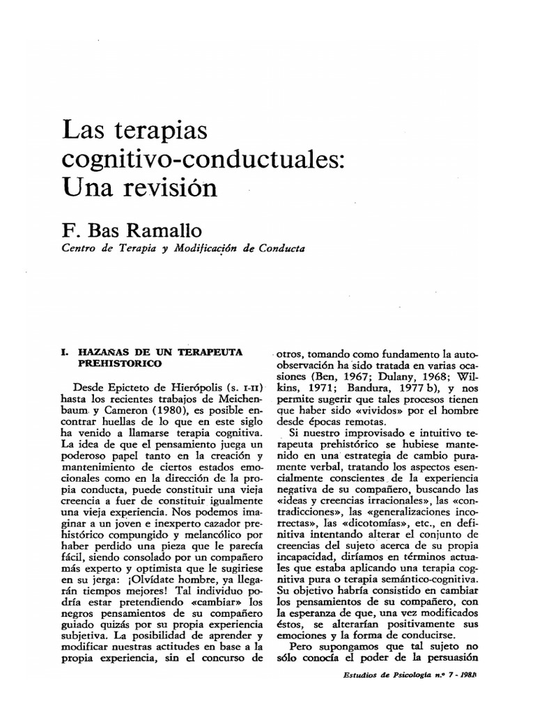 Las Terapias Cognitivo Conductuales | PDF