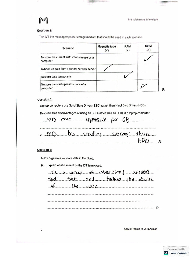 Ch1 Unit 1 Storage Mini Quiz | PDF