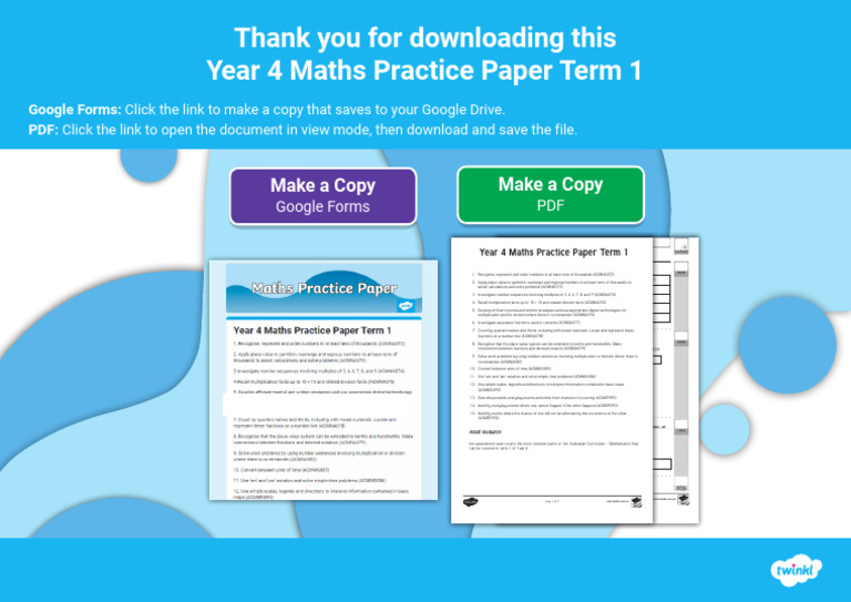 Year 4 Maths Term 1 Practice Paper | PDF | Multiplication | Numbers